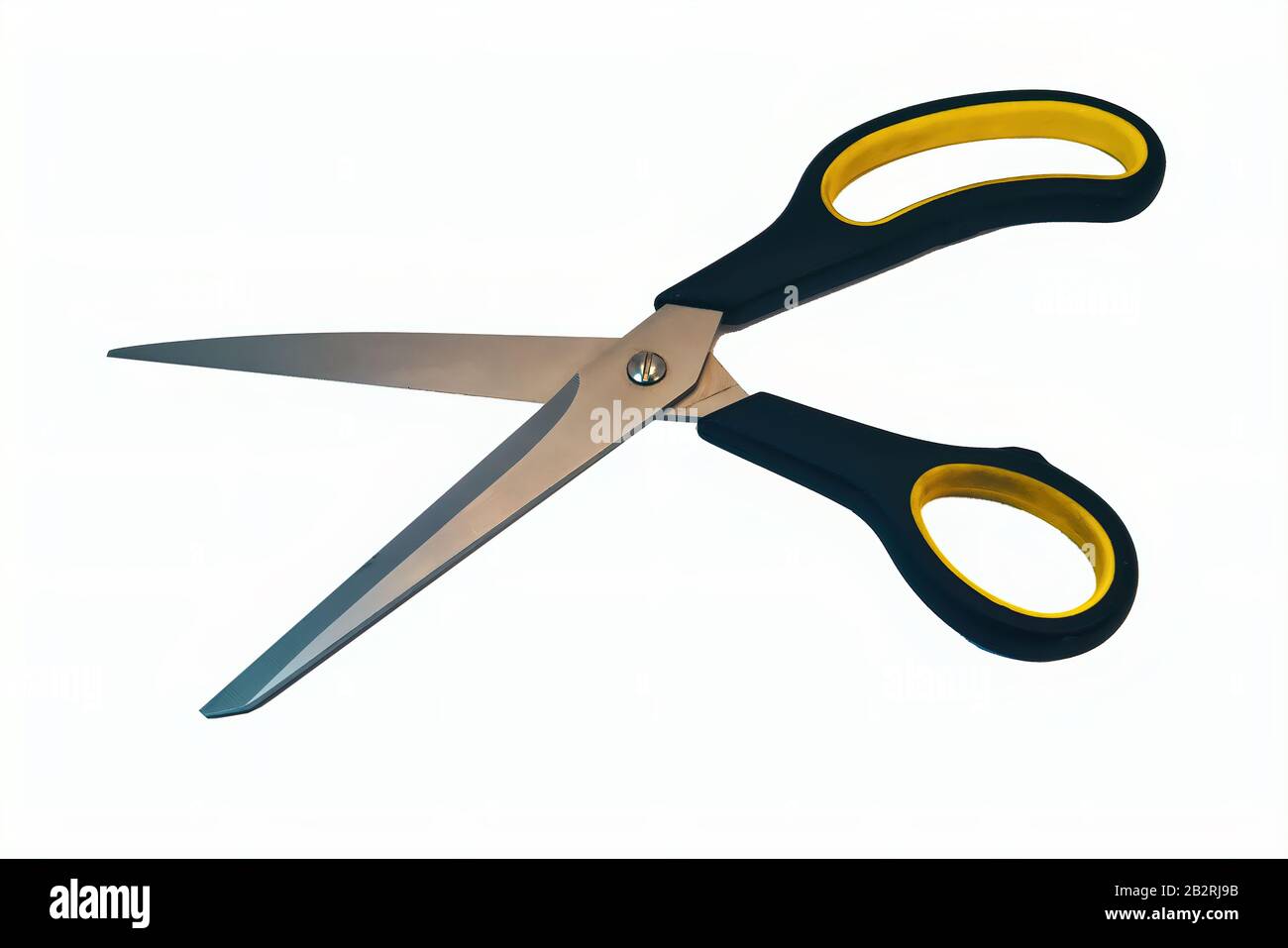 Modern metal scissors on a white background Stock Photo - Alamy