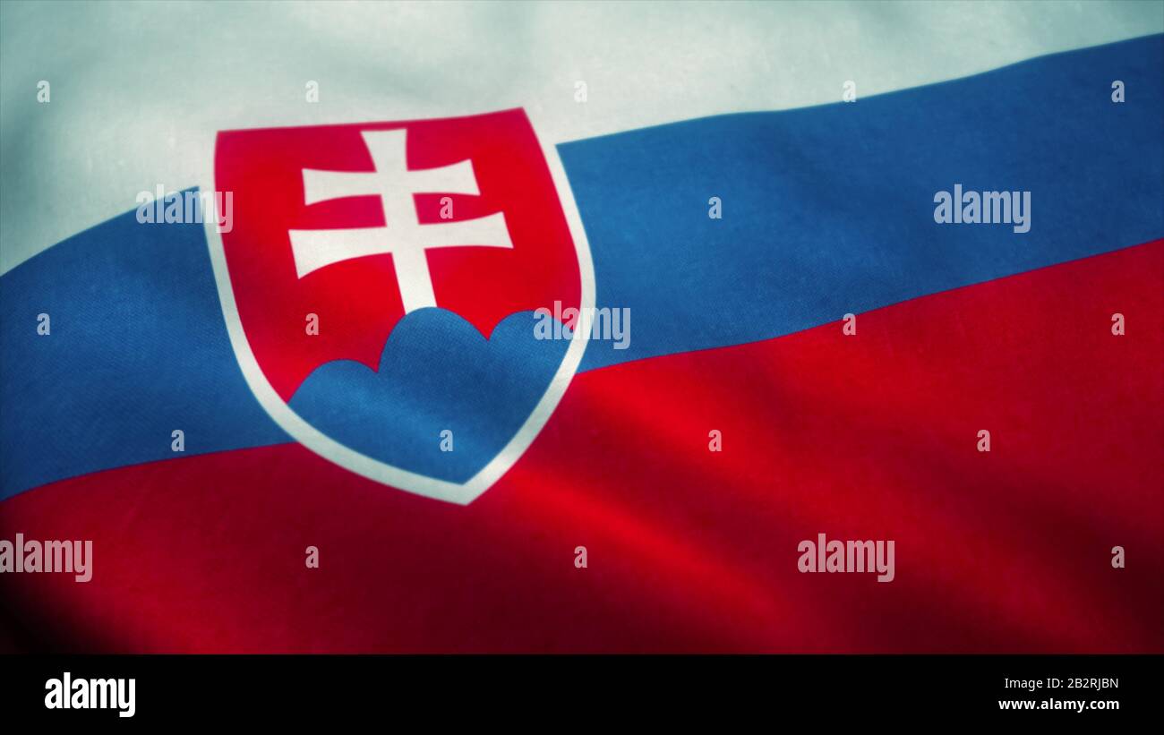 Slovakia flag waving in the wind. National flag of Slovakia. Sign of ...