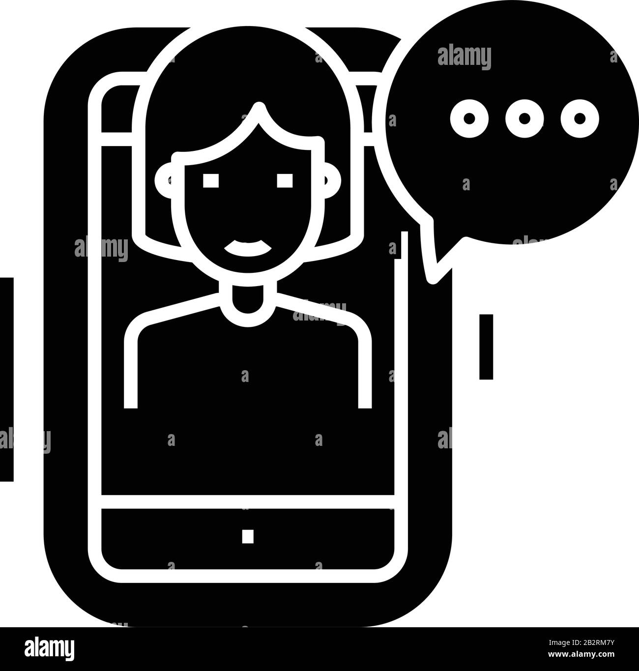 Mobile assistant black icon, concept illustration, vector flat symbol ...