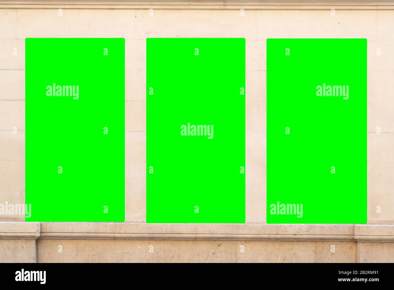 Green screen billboard or large display on nice old historical building ...