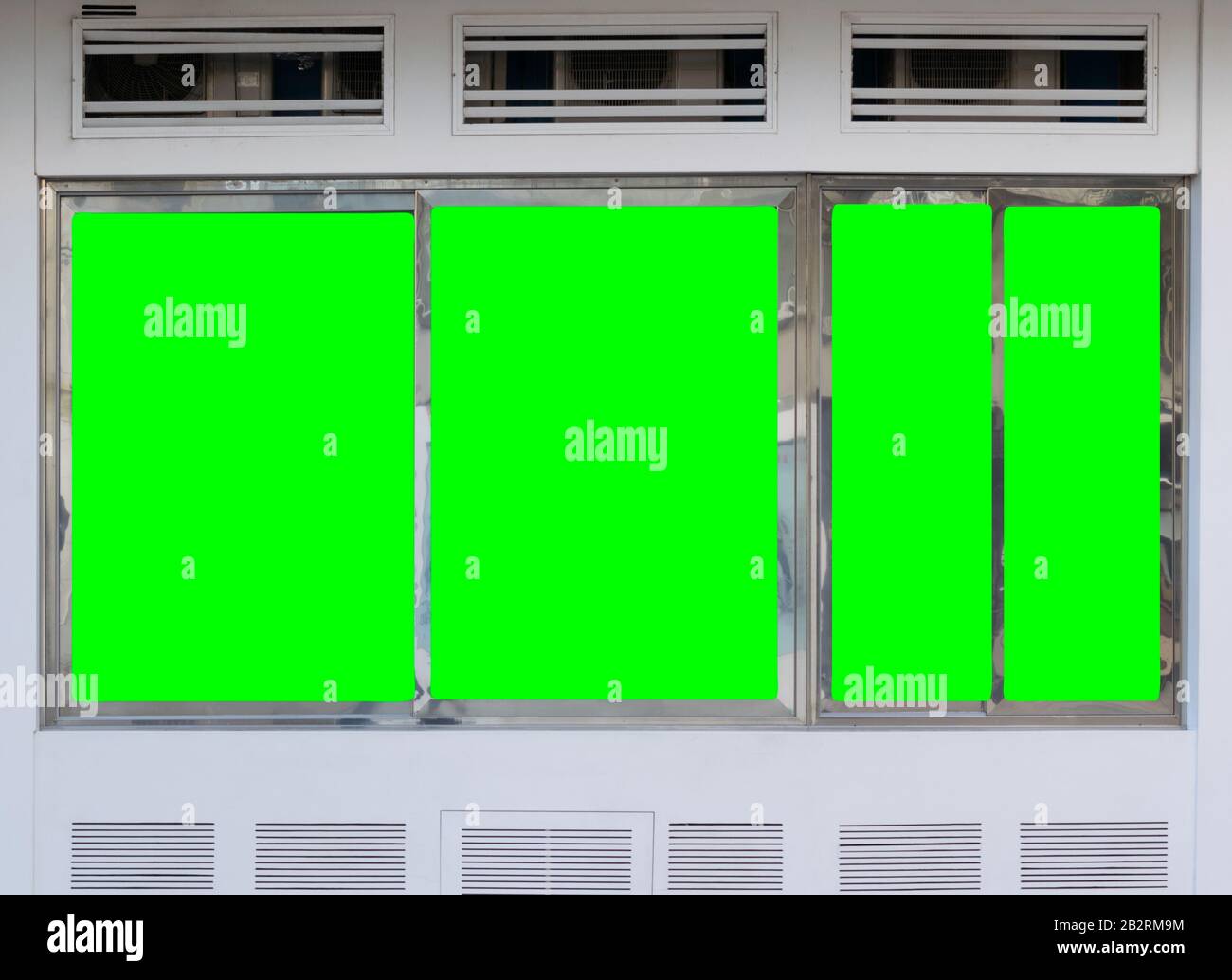 Green screen billboard or large display on nice old historical building ...