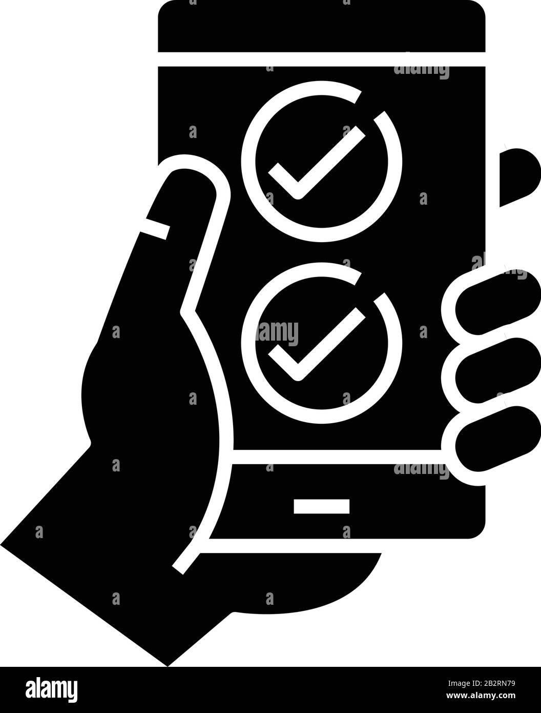 Mobile app testing black icon, concept illustration, vector flat symbol ...