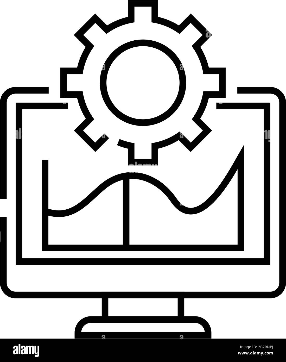 Technical graph line icon, concept sign, outline vector illustration ...