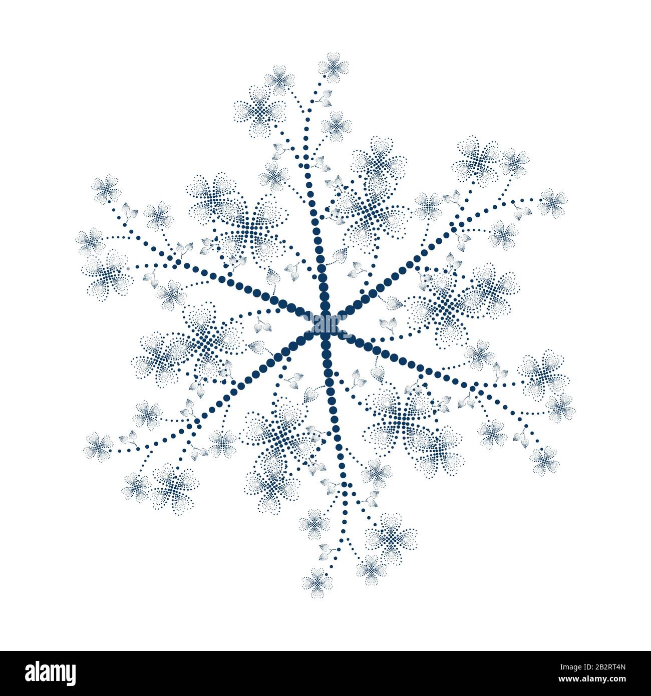 Abstract background dotted flowers leaves and vines on classic blue ...