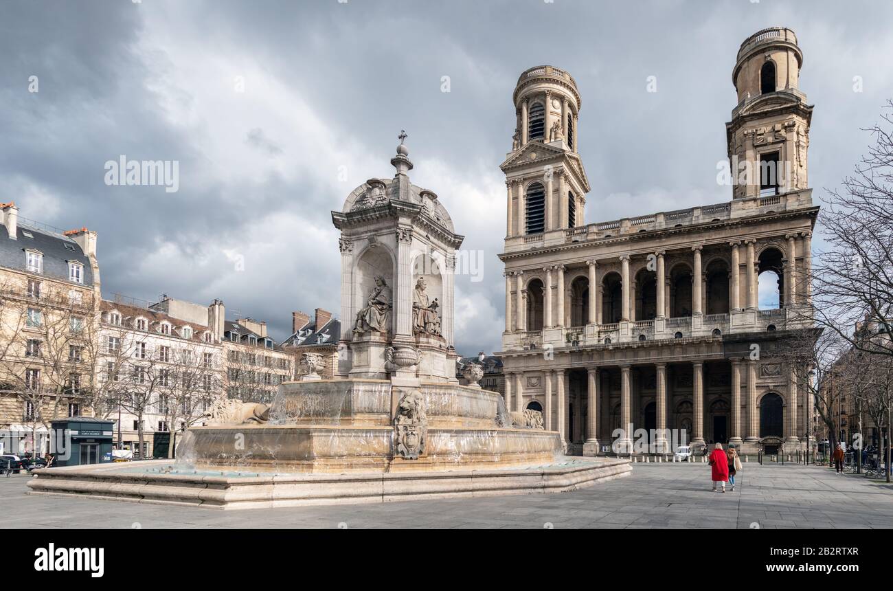 Church and fountain of Saint Sulpice, Paris, France Stock Photo - Alamy