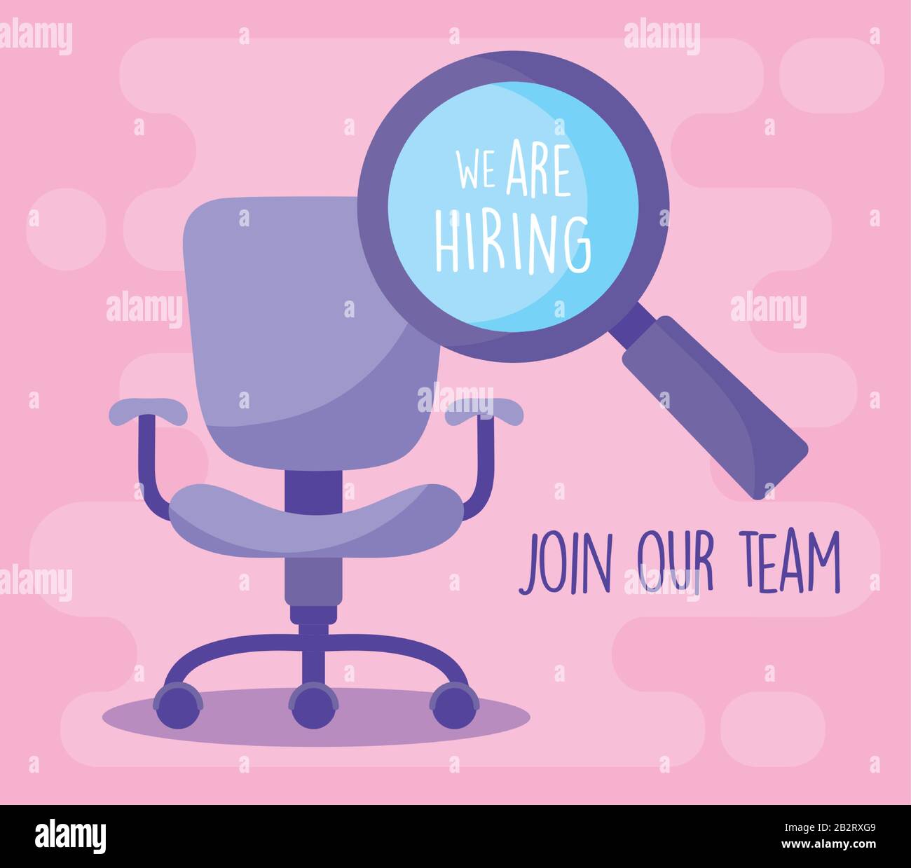 We are hiring message with office chair and lupe design, job work ...