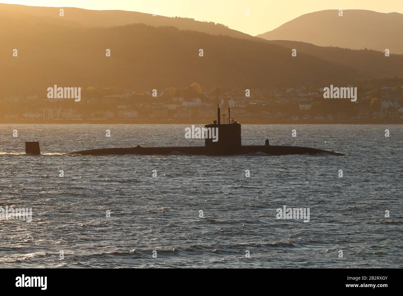 An unidentified Trafalgar-class submarine from the Royal Navy, passing ...