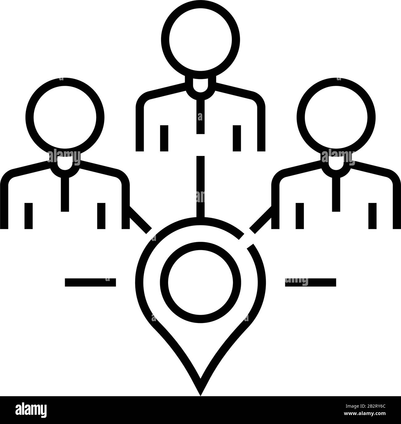 Team location line icon, concept sign, outline vector illustration ...