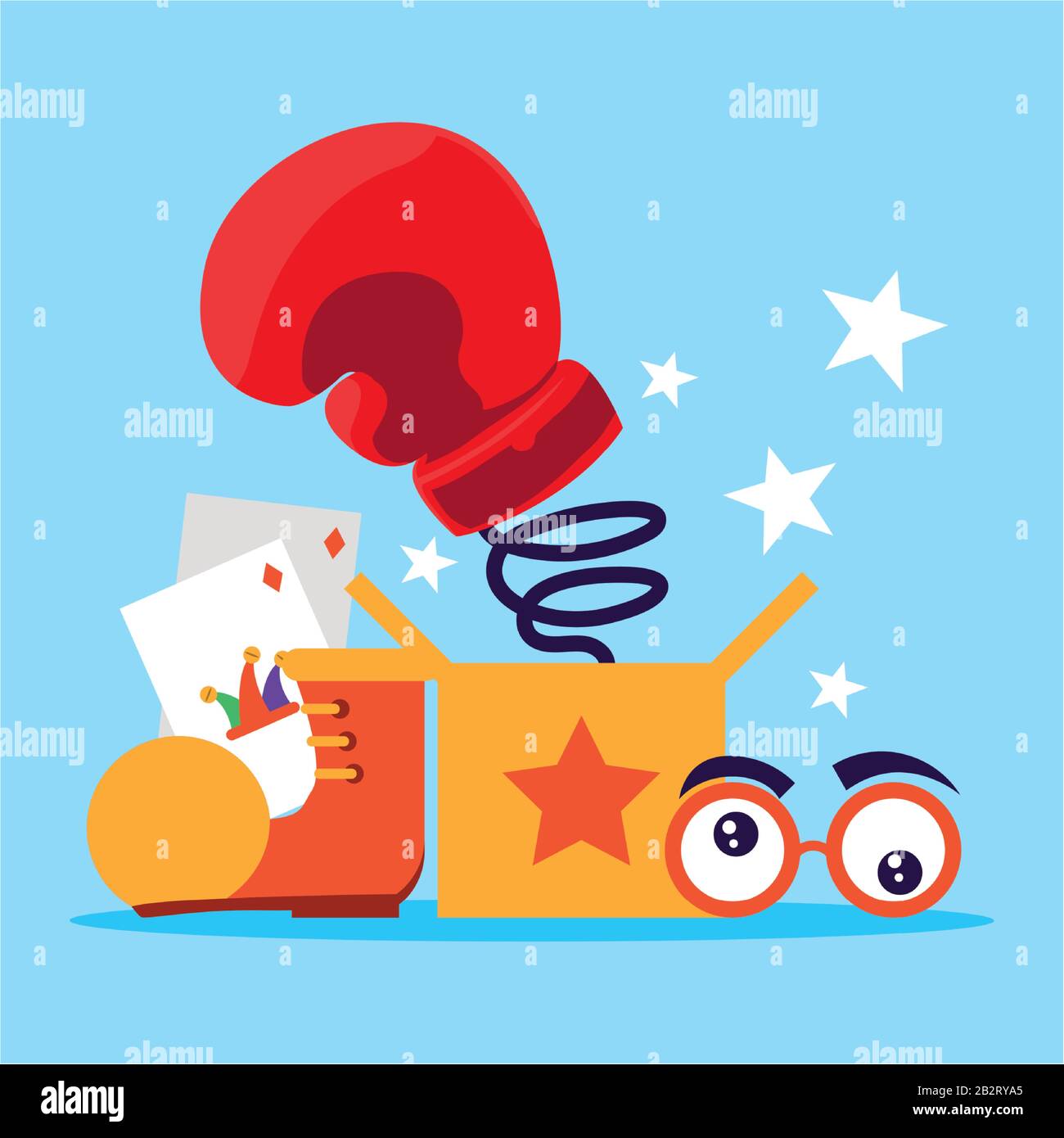 Cartoon fool day surprise box Cut Out Stock Images & Pictures - Alamy