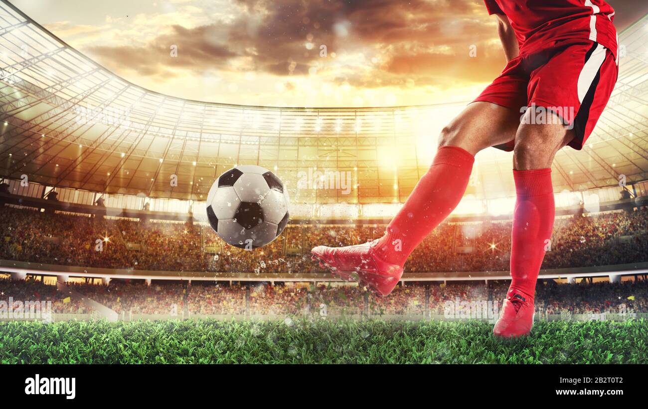 Football match free kick scene hi-res stock photography and images - Alamy