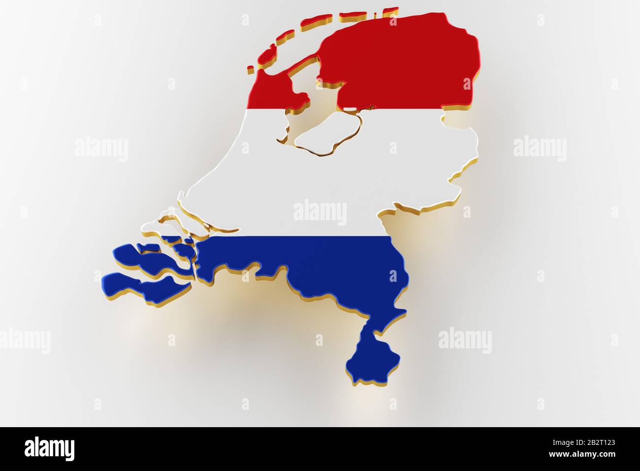 3D map of Netherlands. Map of Netherlands land border with flag ...