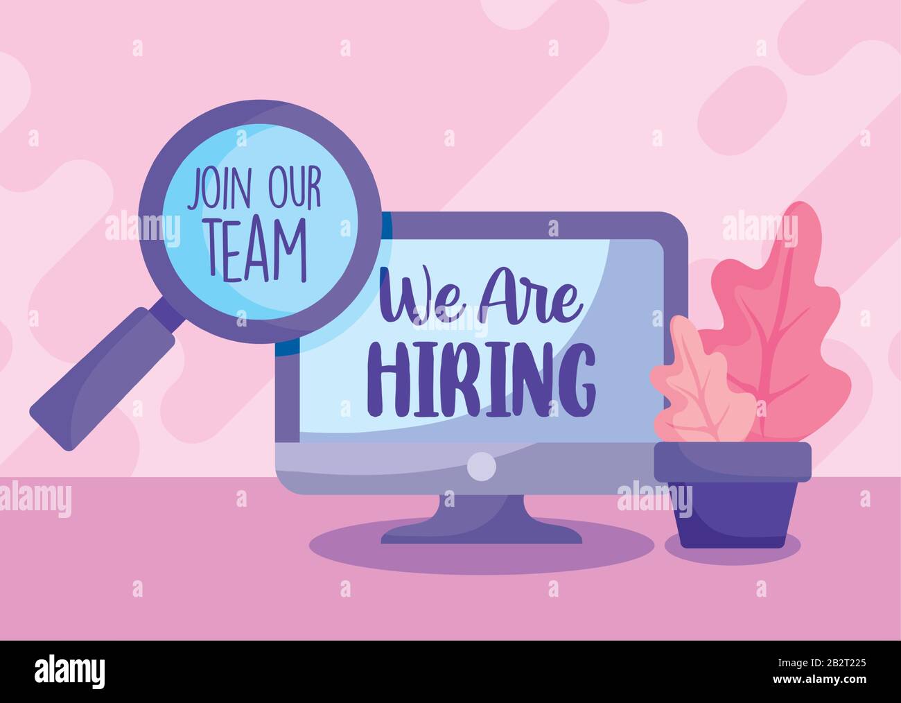 We are hiring message with computer and lupe design, job work employee ...