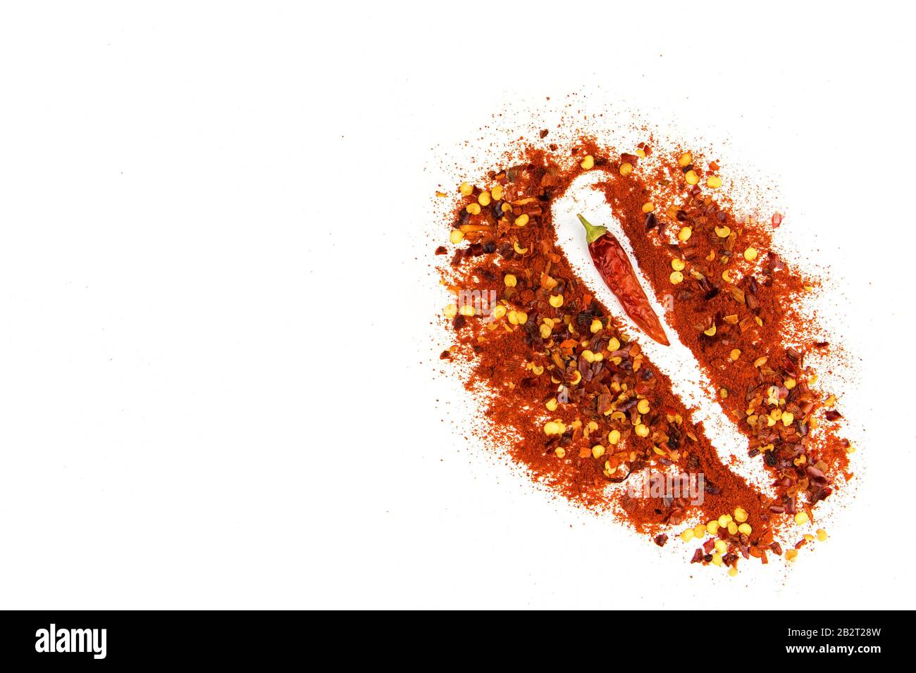 Hot spice. Chilli powder. Dried chili. Healthy spices. Spilled chili on ...