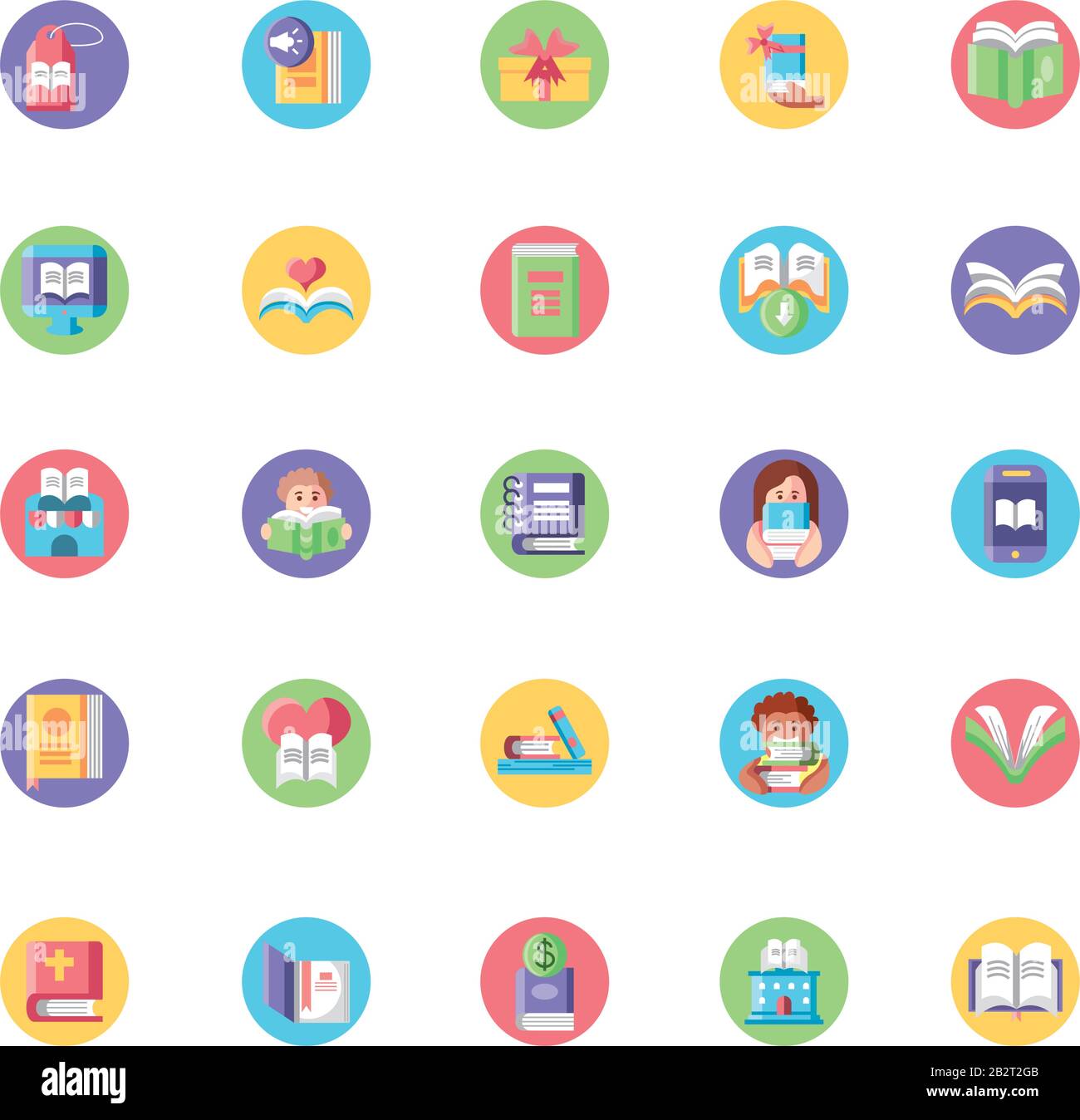 academic books icon set over white background, line and fill style ...