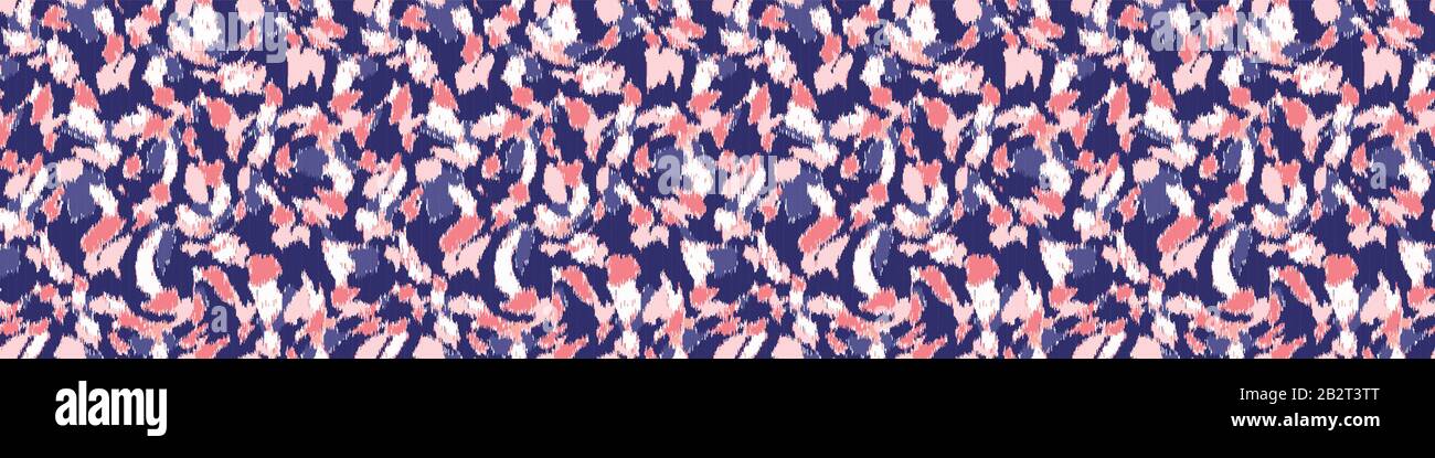 Classic blue hand drawn spotty camouflage seamless border pattern ...