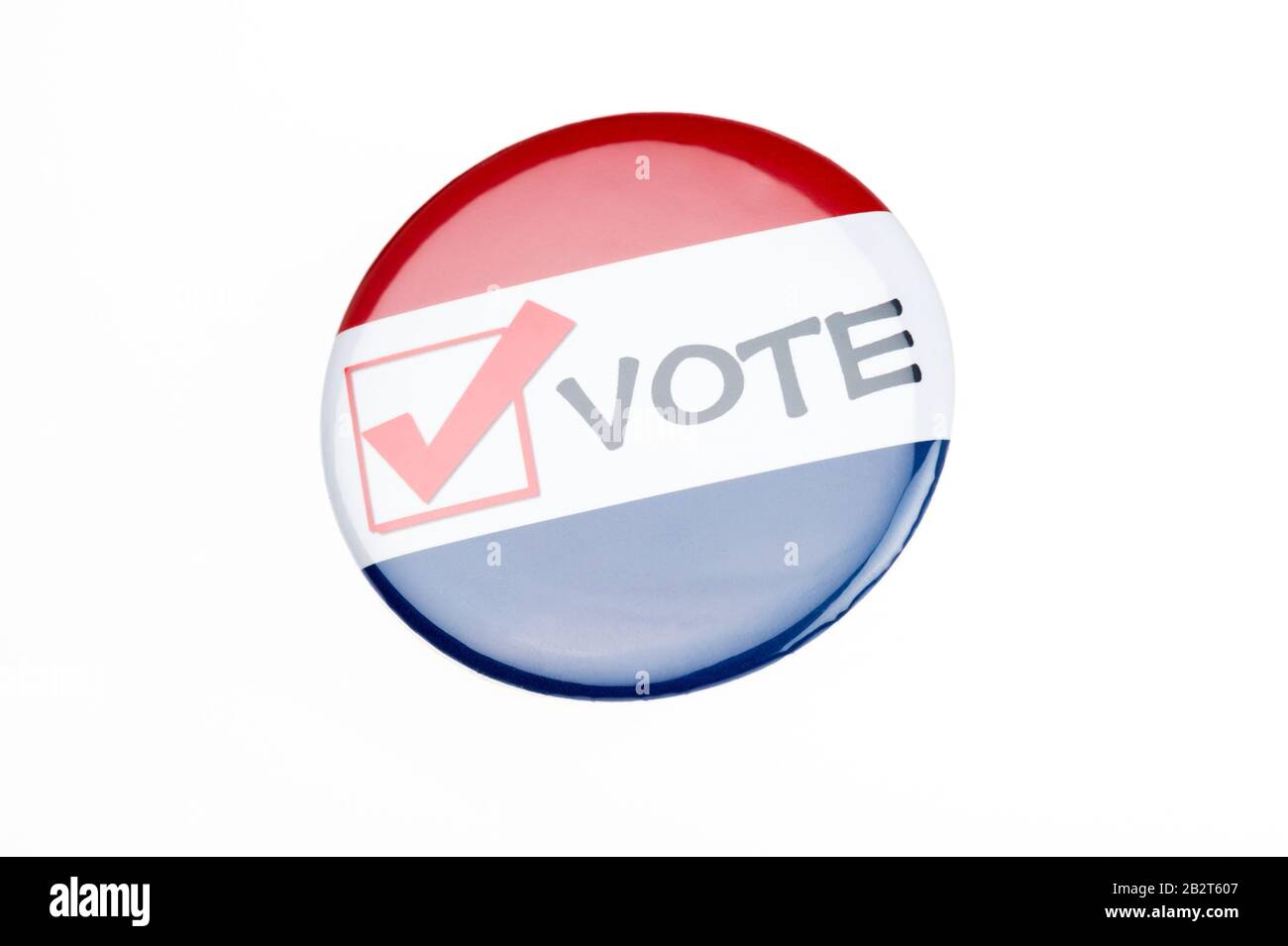 Vote political election awareness pin with ballot box checked on white ...
