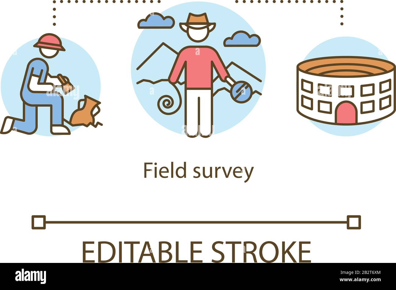 Field survey concept icon. Archeological expedition. Historical ...