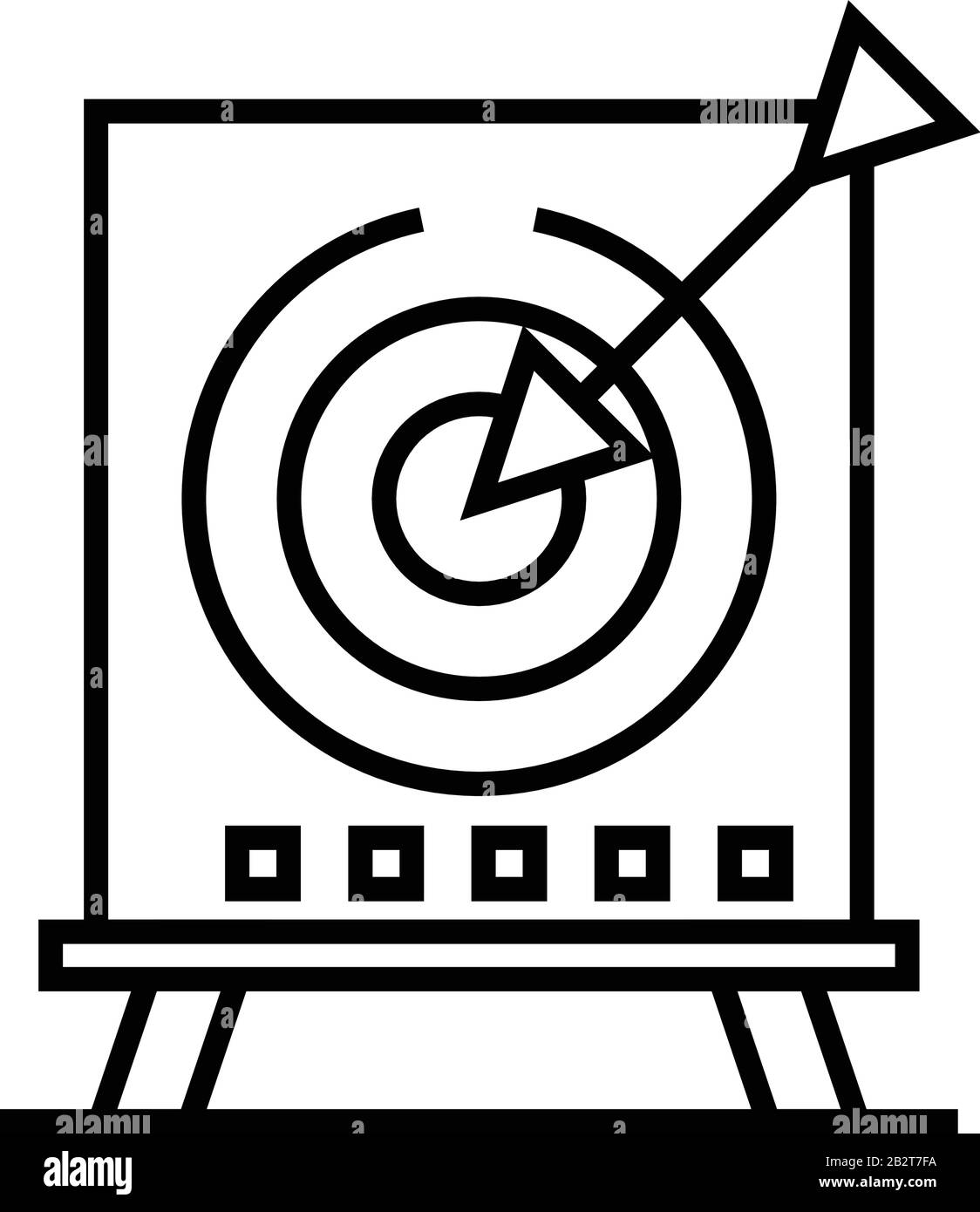 Target chart line icon, concept sign, outline vector illustration ...