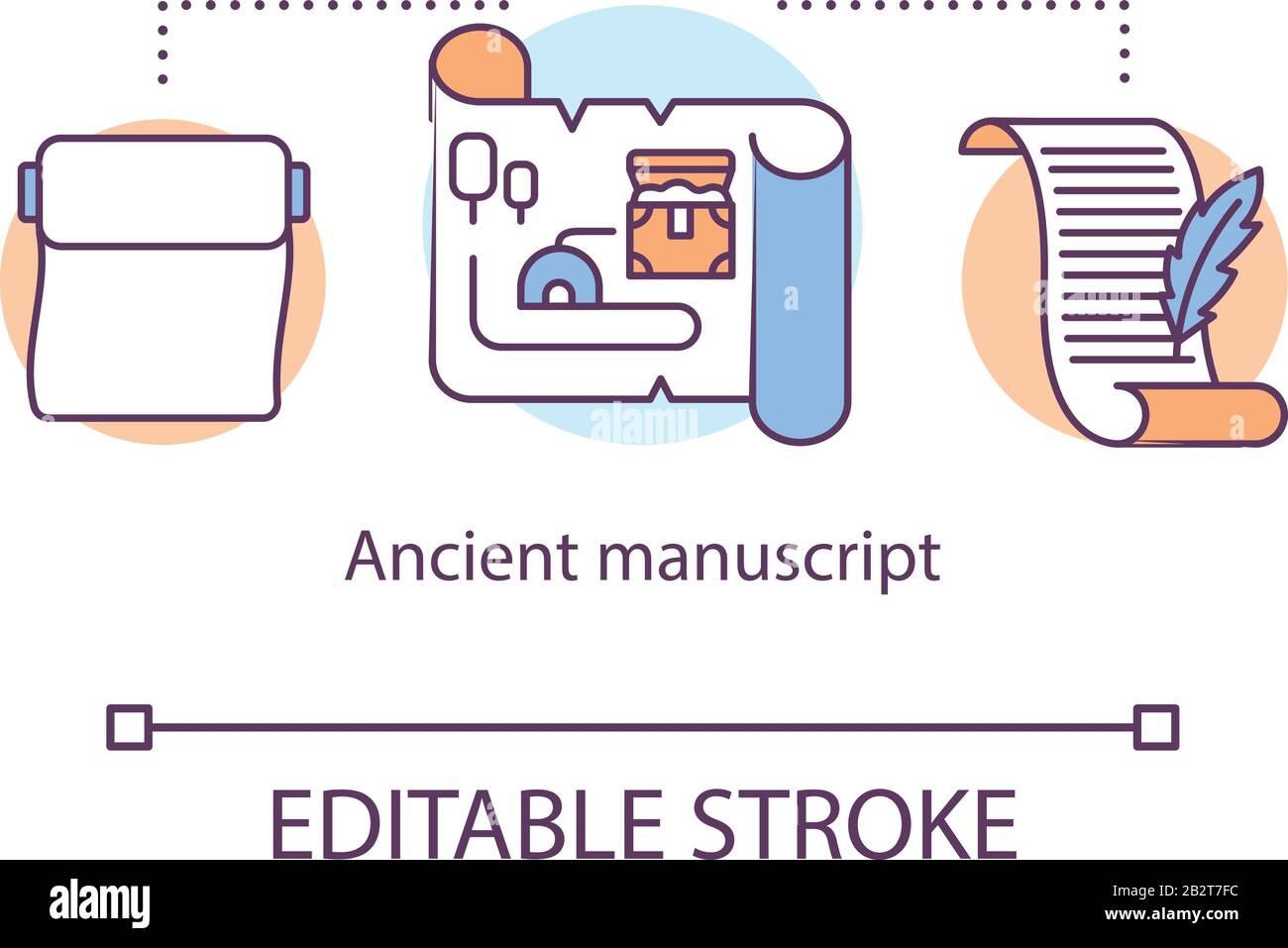 Ancient manuscript concept icon. Antique handwritten document. Old ...