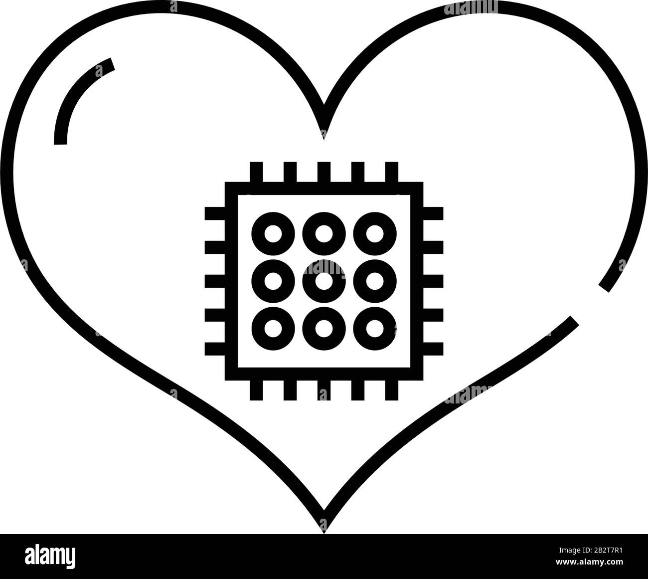 Tech heart line icon, concept sign, outline vector illustration, linear ...