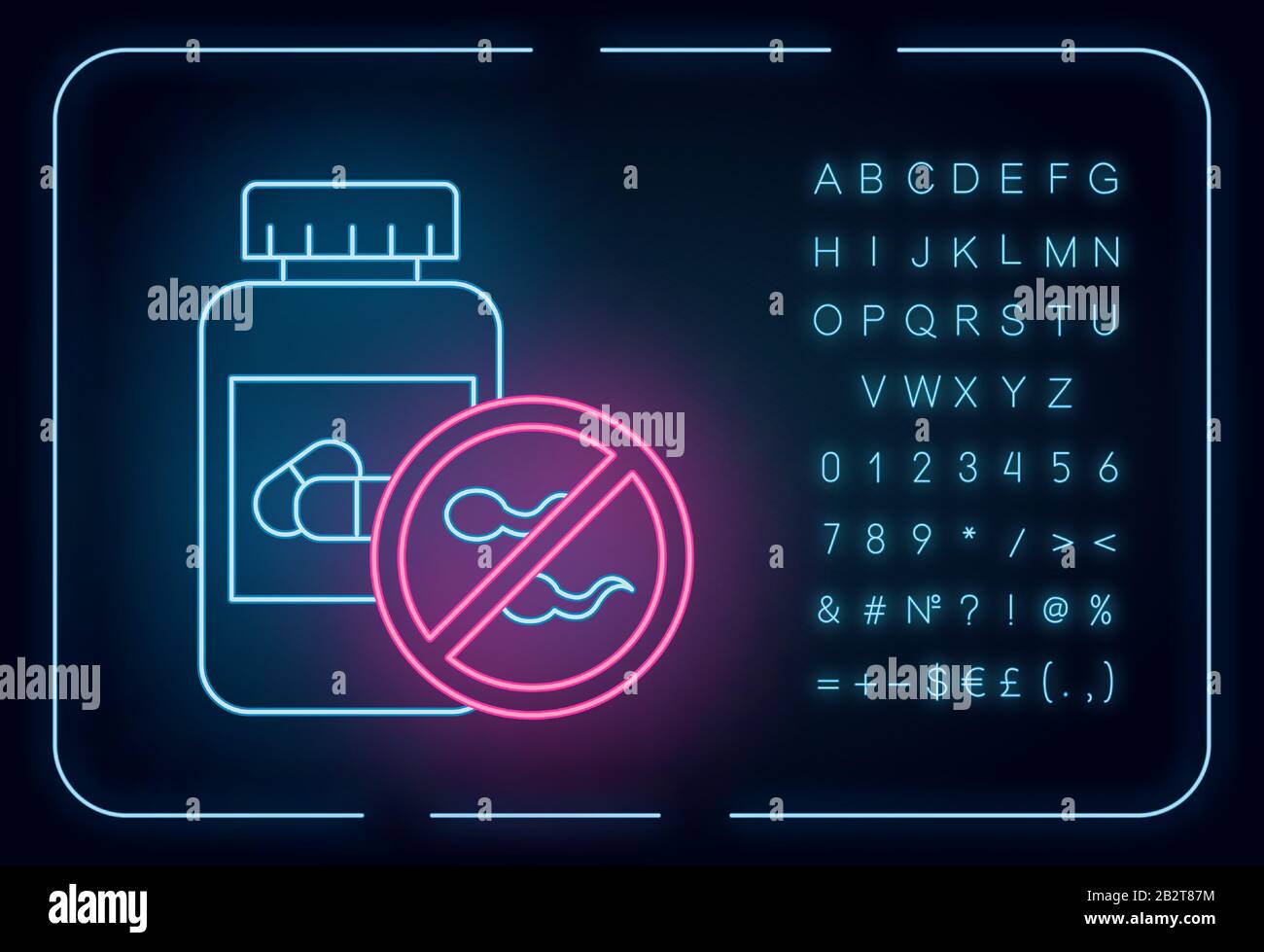 Birth control neon light icon. Female oral contraceptive. Unwanted ...