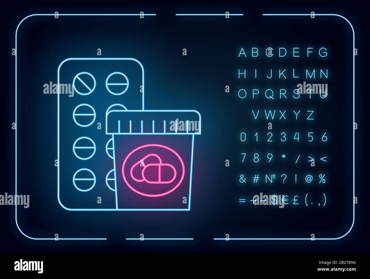 Medication neon light icon. Prescribed pills. Pharmacy, medicine ...