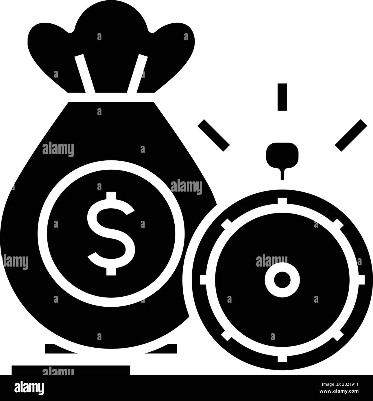 Money and time black icon, concept illustration, vector flat symbol ...