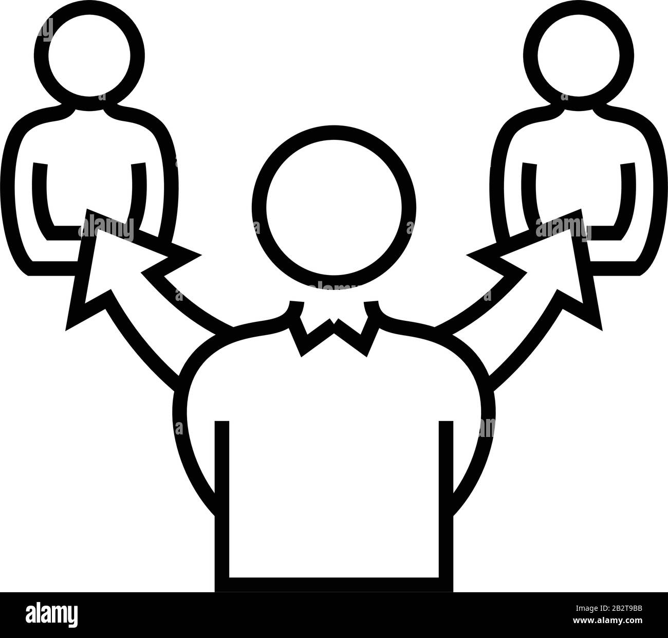 Tasking employees line icon, concept sign, outline vector illustration ...