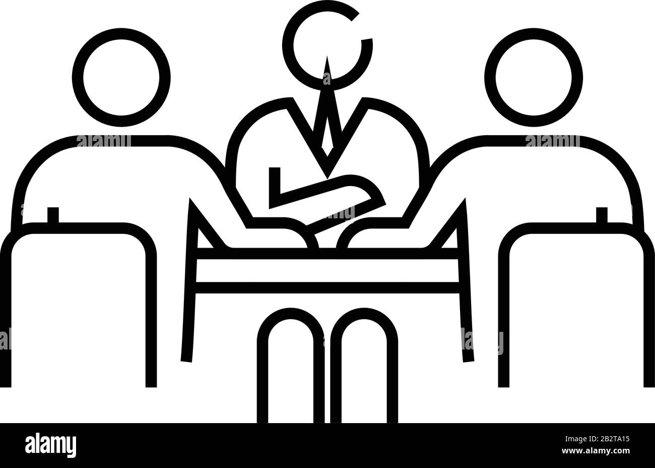 Team meeting line icon, concept sign, outline vector illustration ...