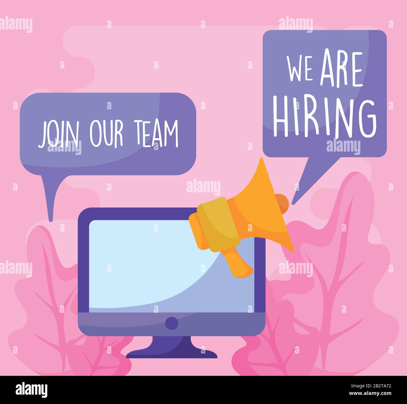 We are hiring message with computer and megaphone design, job work ...