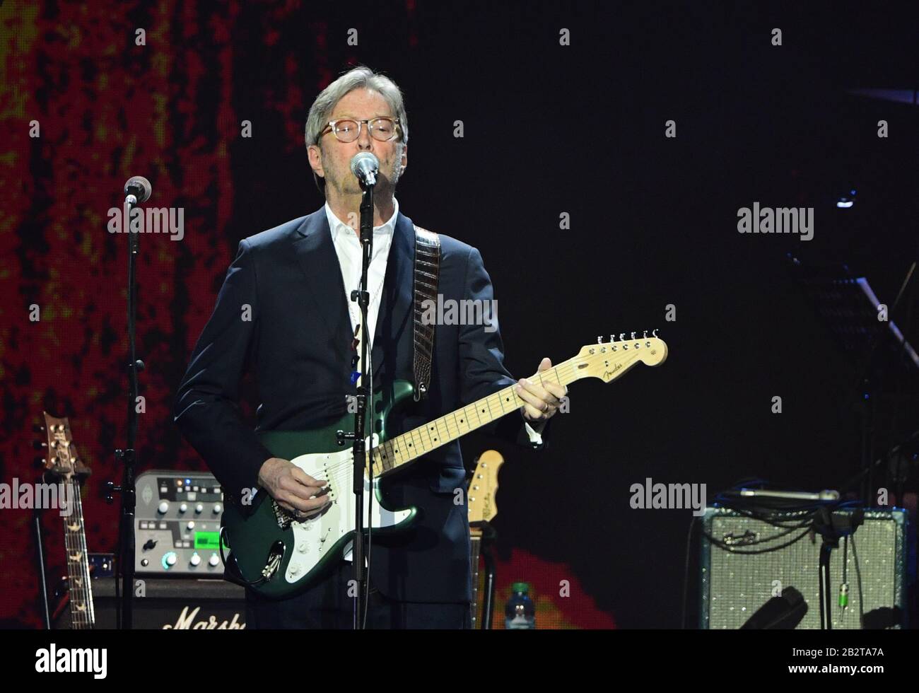 Eric Clapton on stage during the Music For The Marsden concert held at ...
