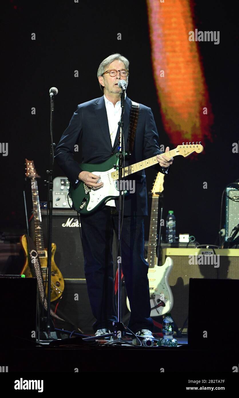 Eric Clapton on stage during the Music For The Marsden concert held at ...