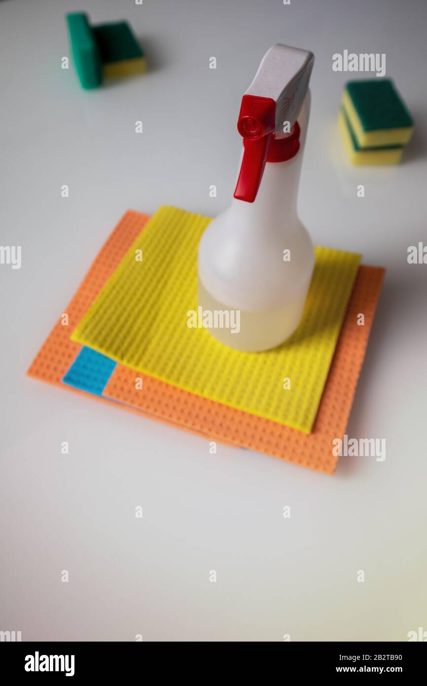 cleaning sponge isolated on white background - Spring cleaning theme ...