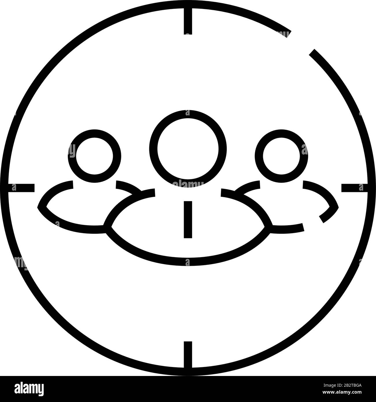 Target audience line icon, concept sign, outline vector illustration ...
