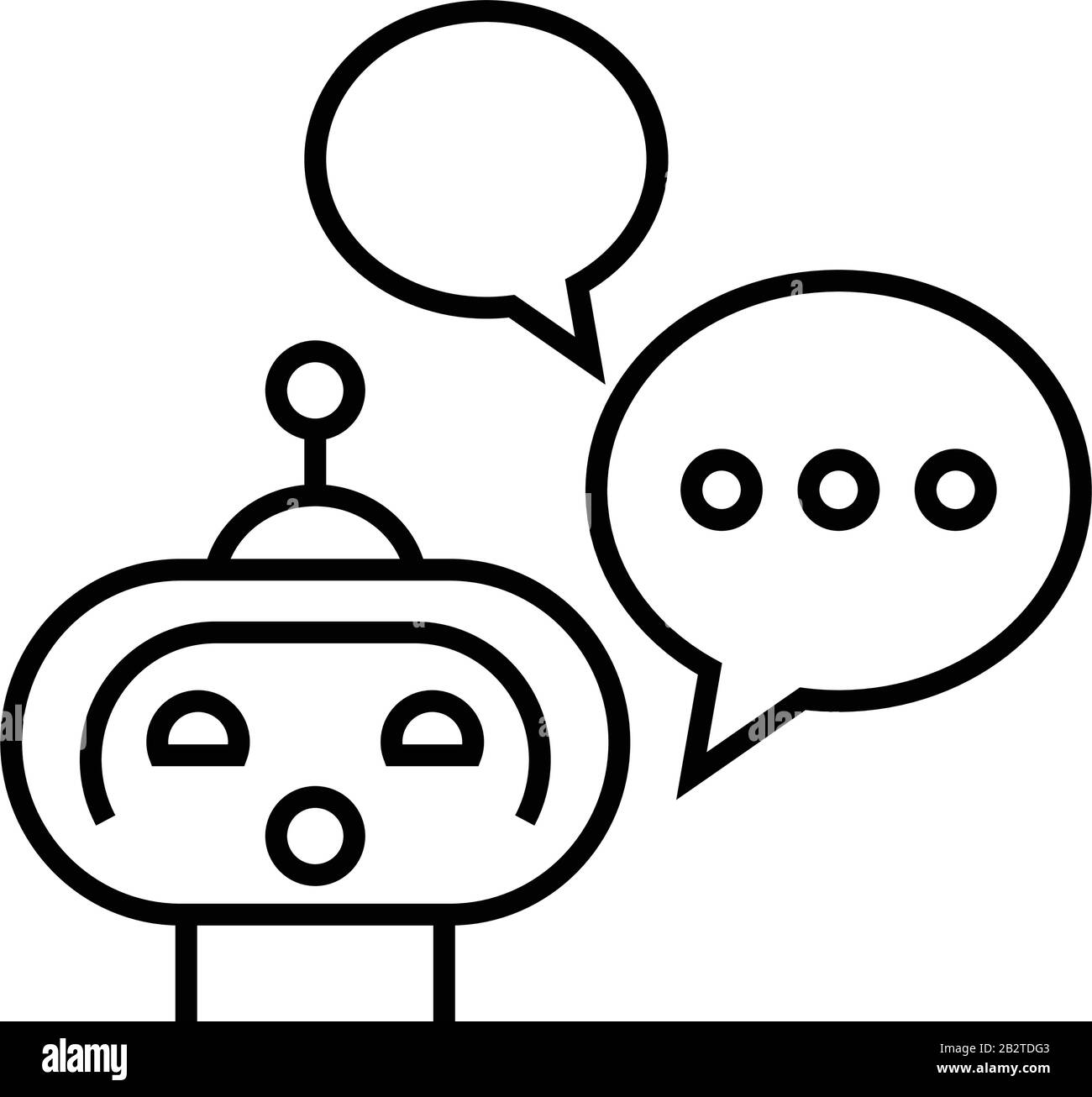 Talking robot line icon, concept sign, outline vector illustration ...