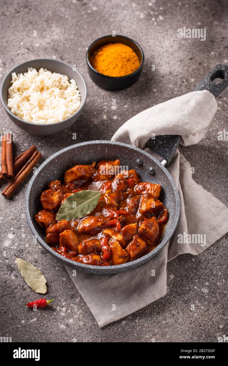 Curry chicken tikka masala with rice Stock Photo - Alamy