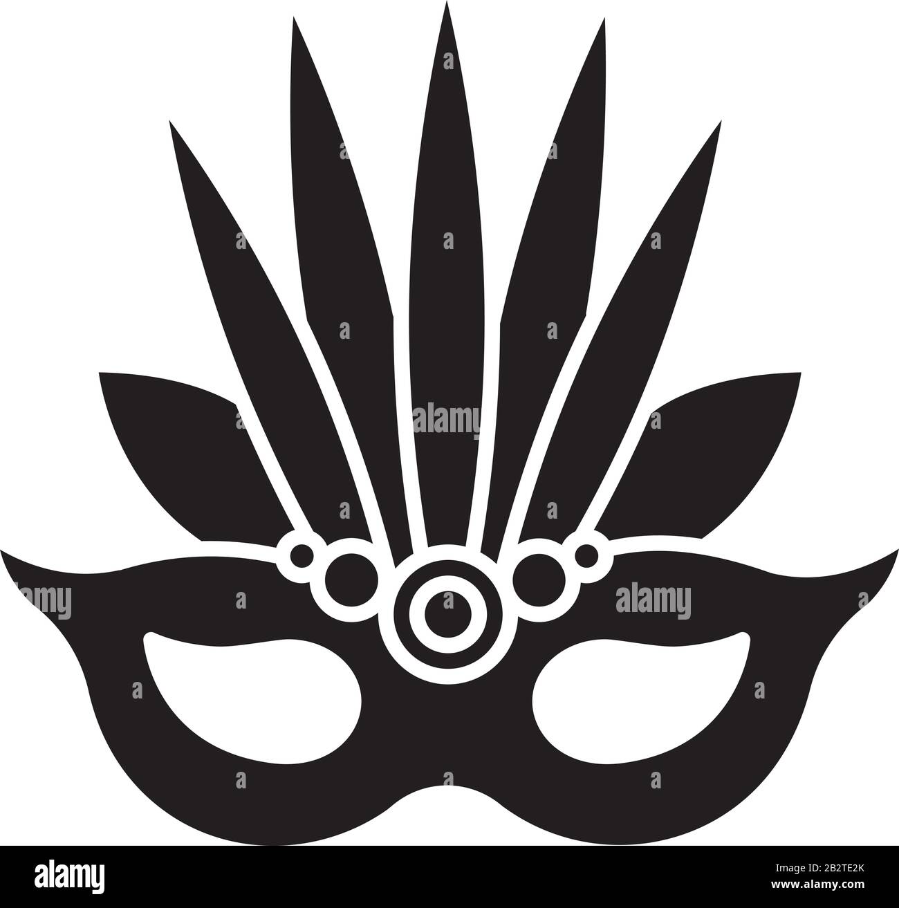 Masquerade mask black glyph icon. Traditional headwear with leaves ...