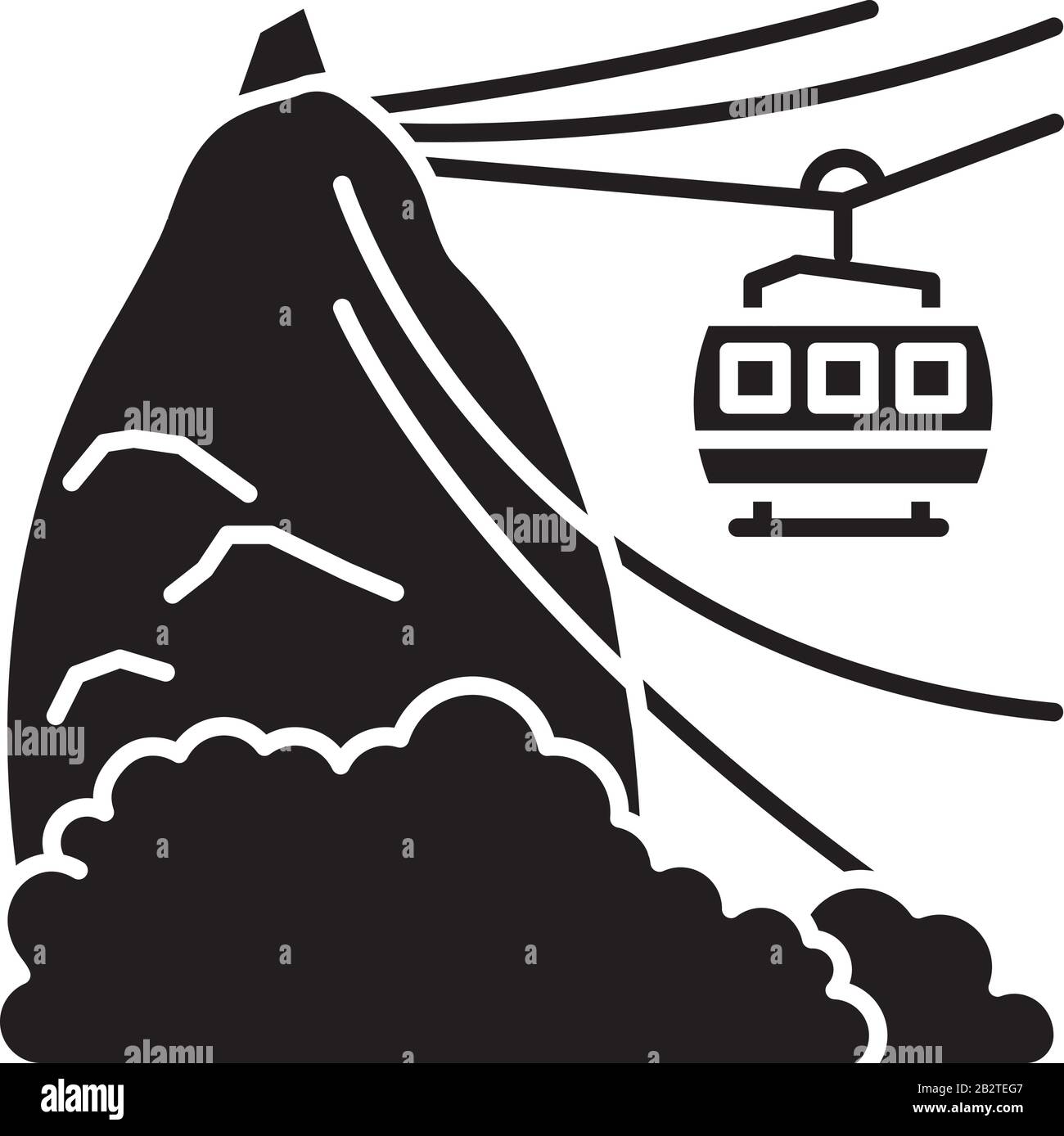 Ropeway black glyph icon. Complexo do Alemao. Brazilian landmark. South ...