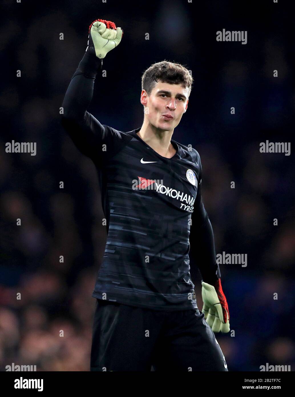 Chelsea goalkeeper Kepa Arrizabalaga celebrates at the end of the FA ...