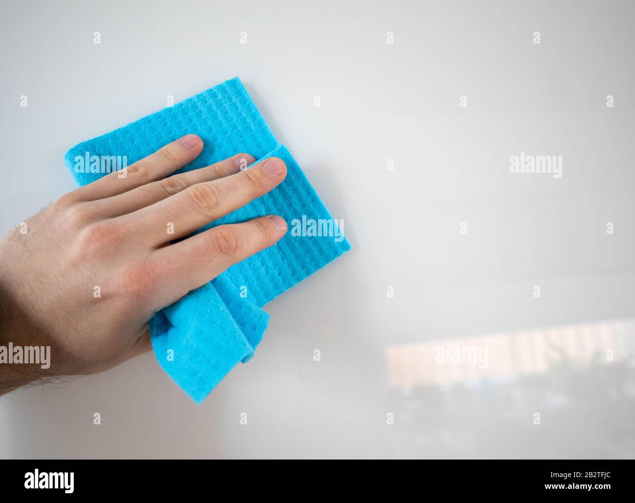 hand cleaning with sponge isolated on white background. Spring Cleaning ...