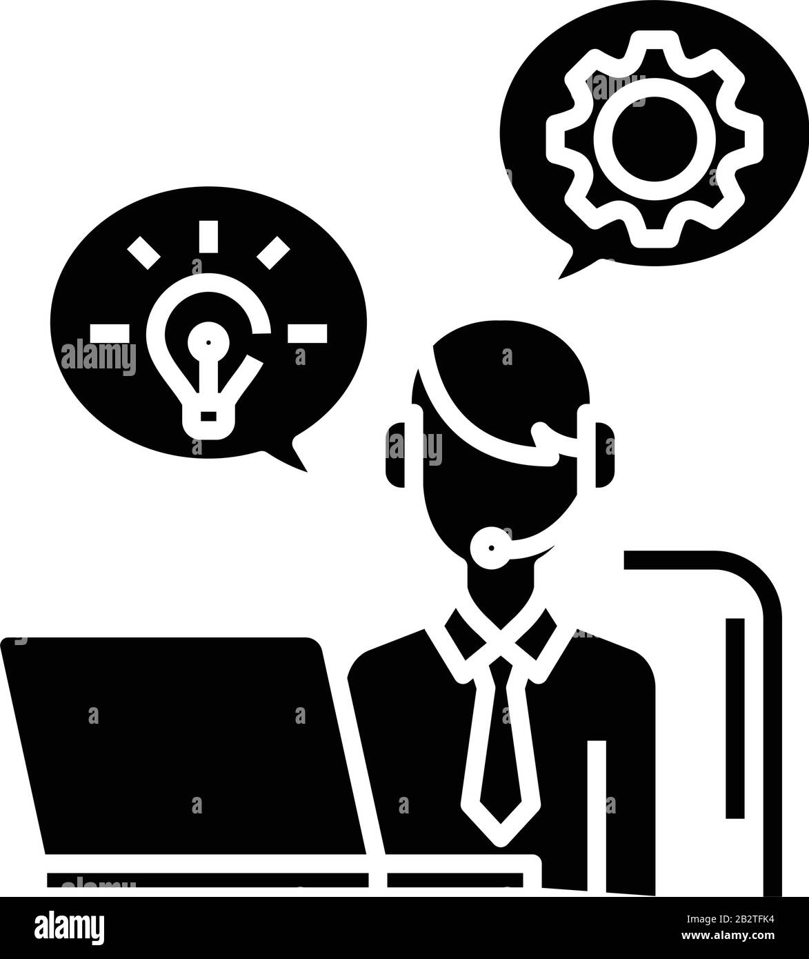Manager black icon, concept illustration, vector flat symbol, glyph ...