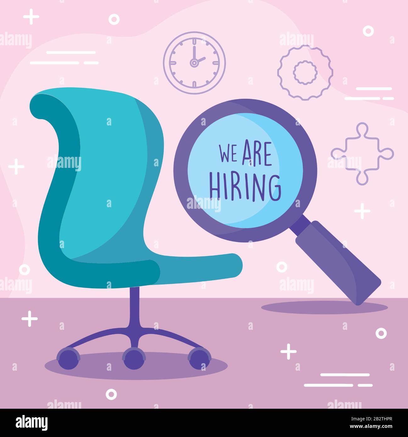 We are hiring message with office chair and lupe design, job work ...