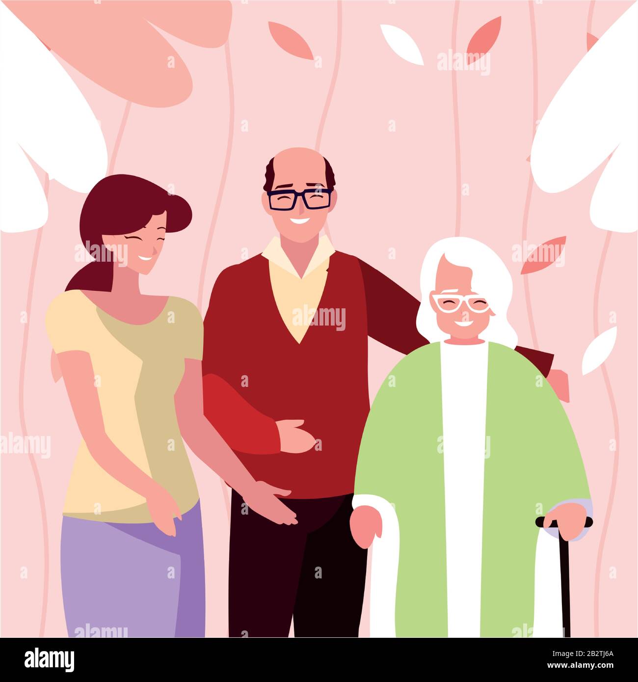 old couple and daughter fun together, two generations vector ...