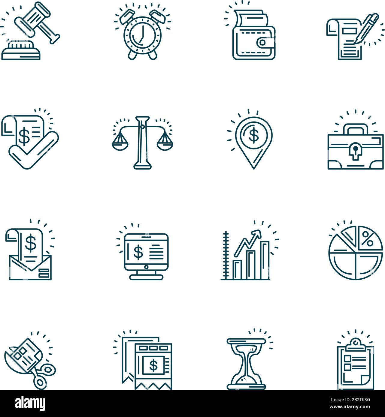law gavel and tax day icon set over white background, line style ...