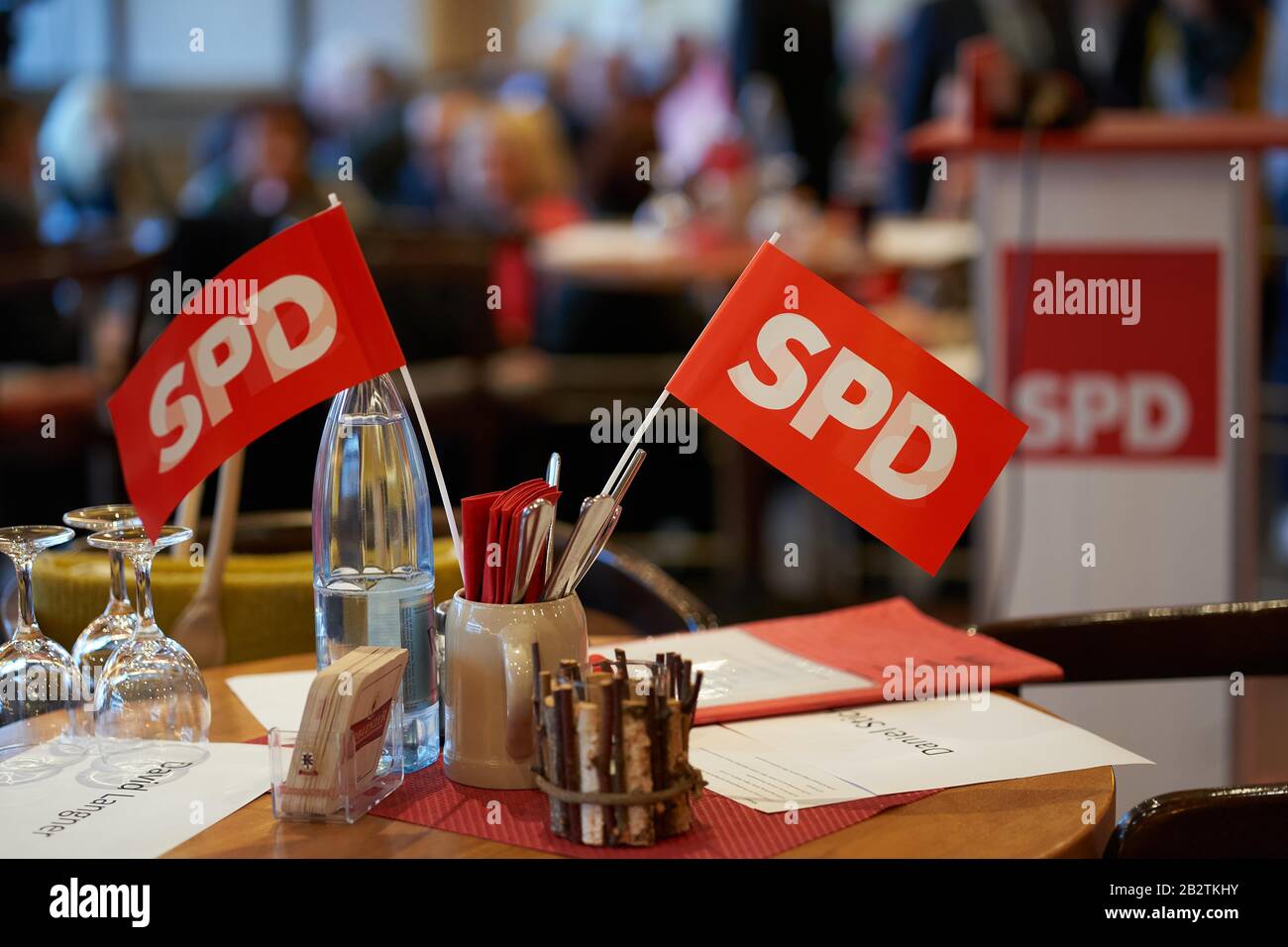Flags of the SPD at the Political Ash Wednesday SPD Rhineland ...