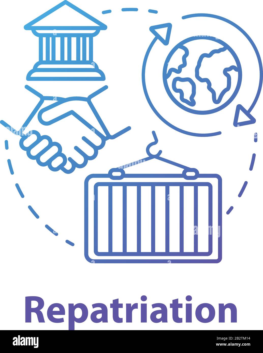 Repatriation concept icon. Return of historical values to country of ...