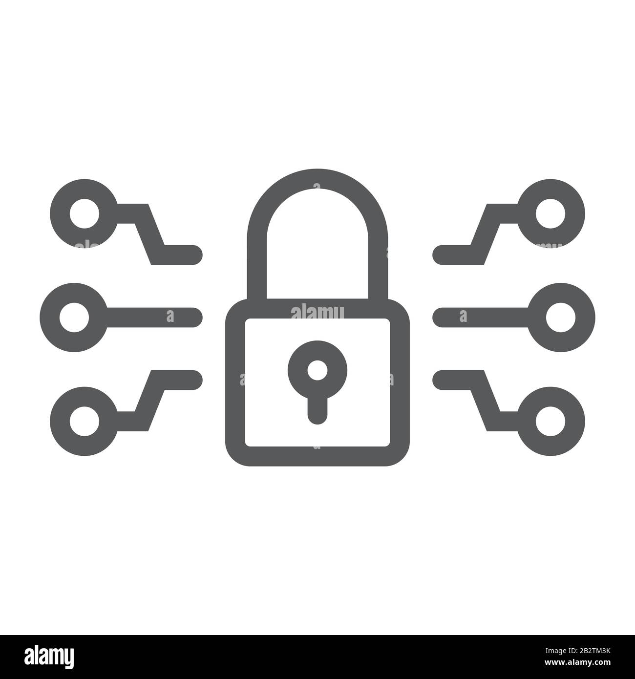 Cyber security line icon, technology and protection, padlock sign, vector graphics, a linear ...