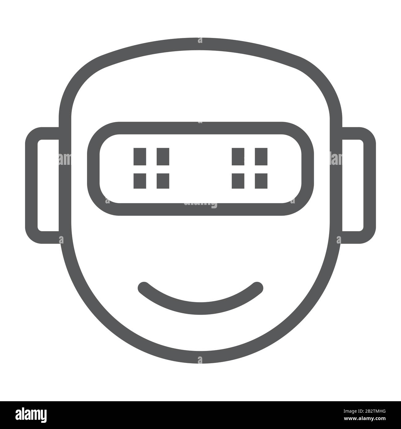 Emotional robotics line icon, technology and cyborg, robot face smile ...