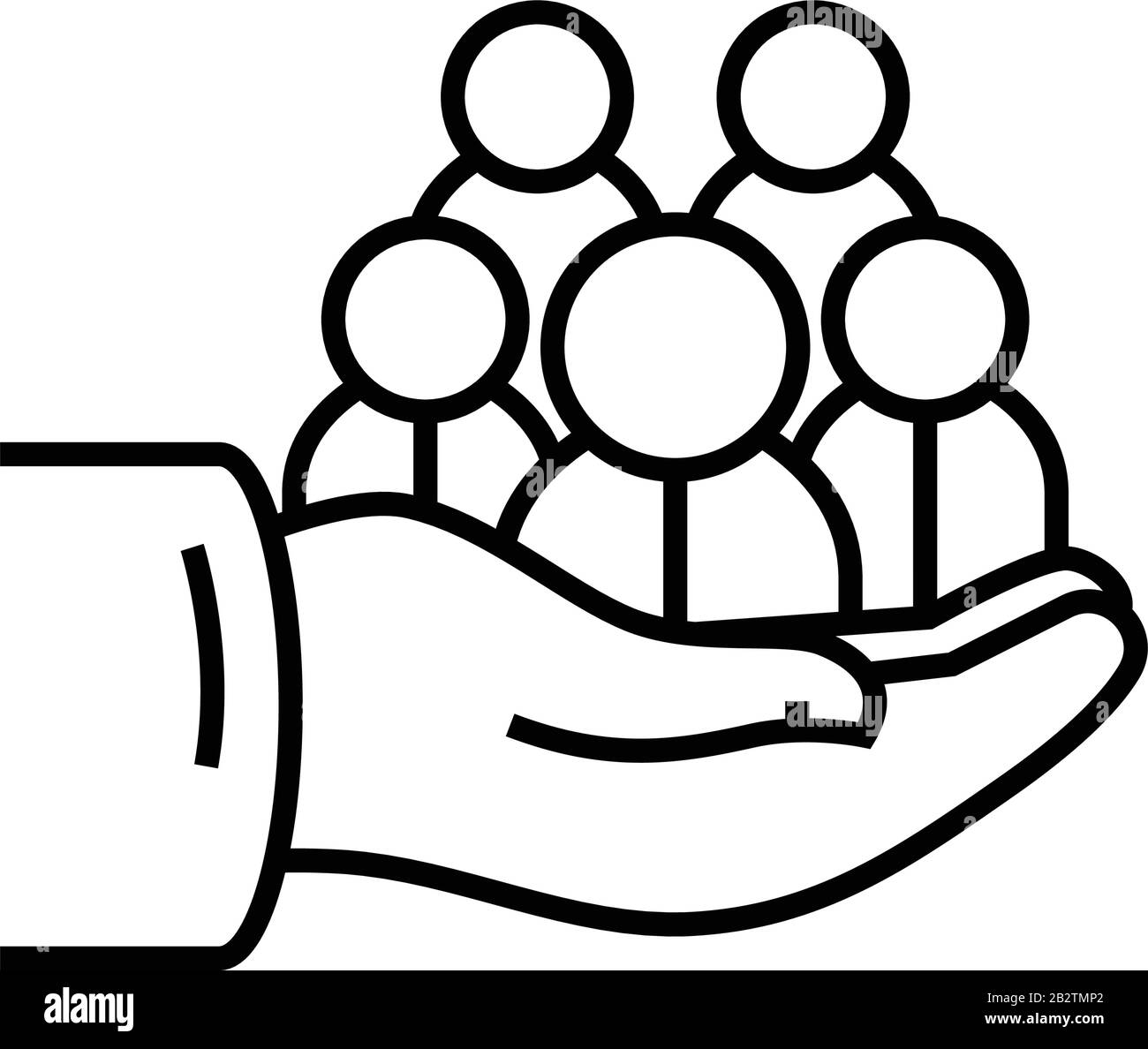 Team support line icon, concept sign, outline vector illustration ...