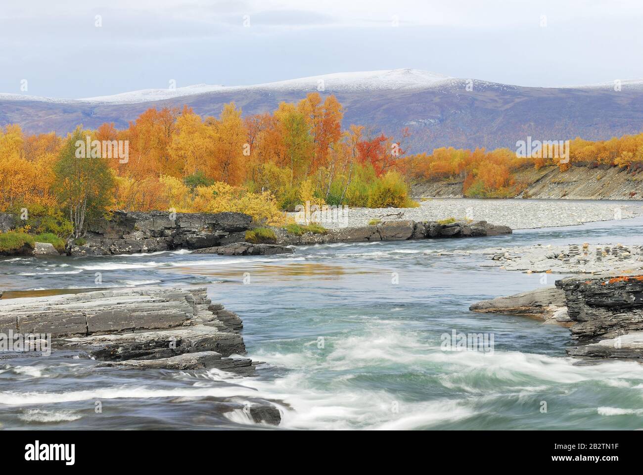 Fluss Abiskojåkka, Abisko Nationalpark, Norrbotten, Lappland, Schweden ...
